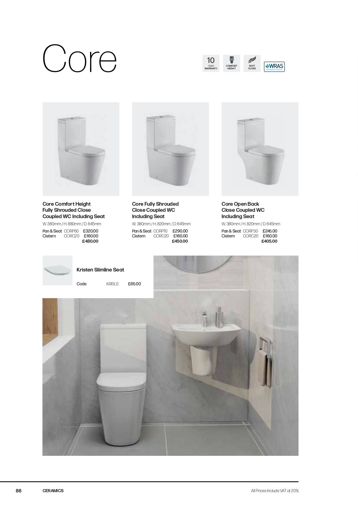 Core Comfort Height Fully Shrouded Close Coupled WC Including Seat ...