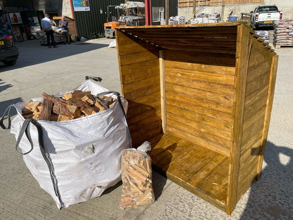 4Ft rustic Log store with Bag of Softwood + FREE BAG KINDLING – Aghalee ...